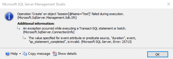 Theres A Bug With Extended Events Creation In Sql Server Management 2077
